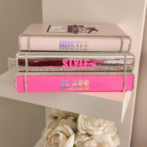 Accents | Glam Book Stack Set Of 3 Custom Coffee Table Decor Hot Pink ...